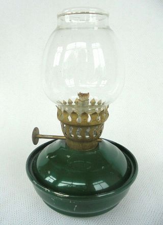 Vintage Miniature Oil Lamp With Single Burner Chimney | #23688805