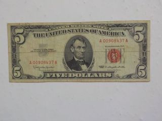 Currency Note 1963 5 Dollar Bill Red Seal Note Paper Money United ...
