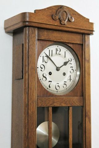 ANTIQUE SOLID OAK STRIKING WALL CLOCK Circa 1920s | #27649886