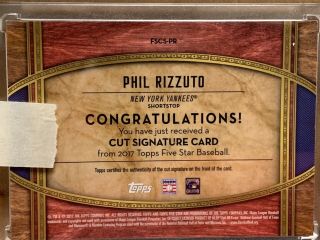 Phil Rizzuto 1/1 Topps Five Star Cut Auto Yankees 2017 | #27845445