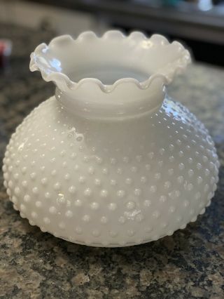 Vintage GWTW Style Milk Glass Hobnail Oil / Electric Lamp Shade 7 ...