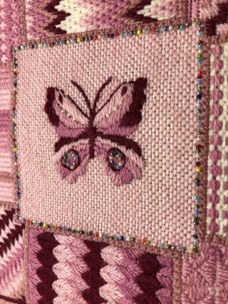 Vintage Framed Needlepoint Crewel Embroidery Wall Hanging Art Squares ...