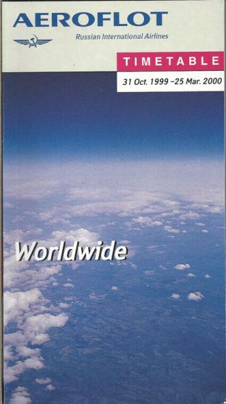 Aeroflot Russian International Airlines System Timetable 10/25/92 ...