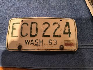1963 Washington License Plate With 1973 Sticker And Frame | #4920931