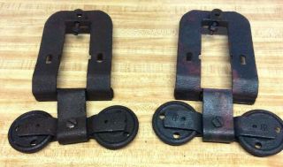 2 Vintage BARN DOOR ROLLERS Sliding Double Wheels | #28958194