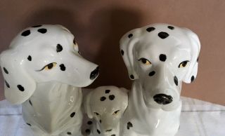 DALMATION Dog Family, Mom & Dad With 2 Puppies Ceramic Figurines Statue ...