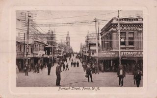 VINTAGE POSTCARDS BARRACK ST PERTH TOWARDS RIVER WESTERN AUSTRALIA ...