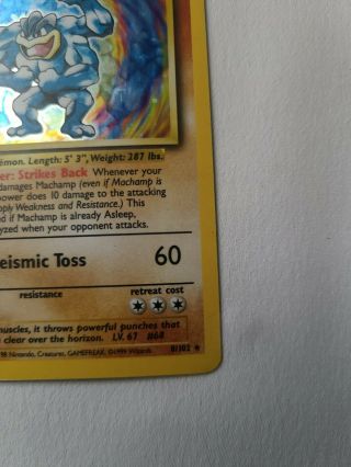 1st Edition Base Set Machamp 8/102 Rare Holographic Pokemon Card ...