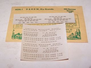 HO CHAMP DECALS HON3 RIO GRANDE D&RGW GOLD LETTERING NARROW GAUGE SET ...