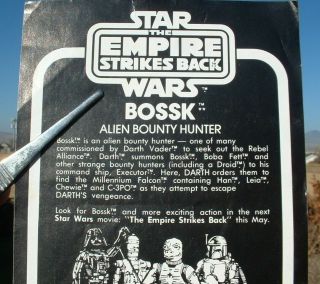 Bossk Paper Toy Mail Insert Story Mail - Away 1980 Vintage Star Wars ...