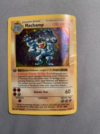 Shadowless Machamp 8/102 1st Edition Rare Holo Base Set Pokemon Card ...