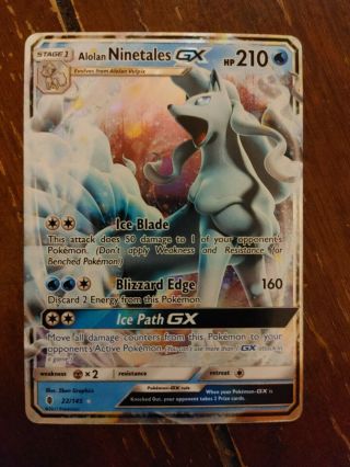 POKEMON GUARDIANS RISING ALOLAN NINETALES GX 22/145 RARE PACK FRESH NO ...