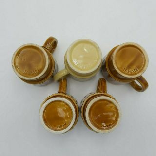 5 Vintage Stacking Ceramic Coffee Cups Mugs Tan Drip Glaze Japan 1960s ...