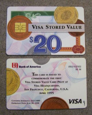 Visa Bank Of America $20 Stored Value Card/ Cash Card/ Credit Rare ...