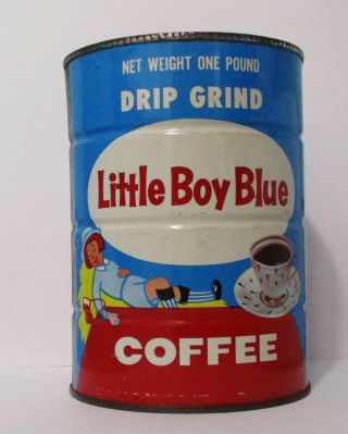 RARE Vintage Little Boy Blue 1 Pound Coffee Tin Can Advertising Display ...