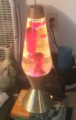Vintage 1979 Red Lava Lamp With Gold Base - Large | #918678