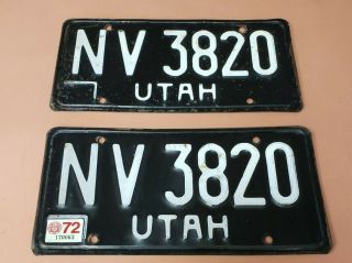UTAH - 1968 Base With A 1972 Sticker Motorcycle License Plate | #4420819