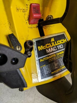 Vintage McCulloch Mac 110 Top Handle Chainsaw With Case Runs | #52688237