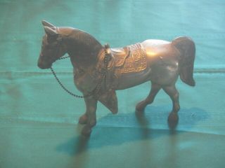 Vintage Painted Gold Metal Standing Horse Statue Figurine Antique ...