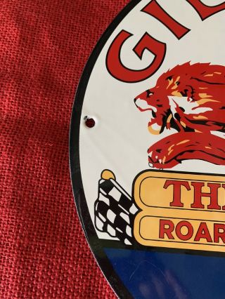 VINTAGE STYLE GILMORE RACING GASOLINE PORCELAIN SIGN RED LION OIL GAS ...