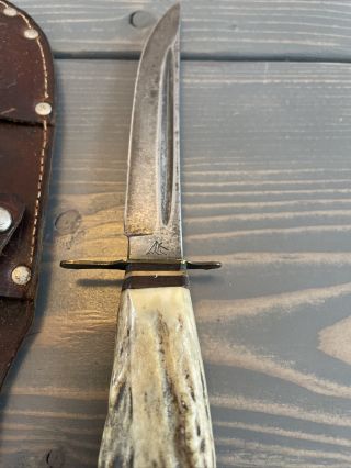 Vintage PIC Stag Handle Solingen German Fixed Blade Hunting Knife W ...
