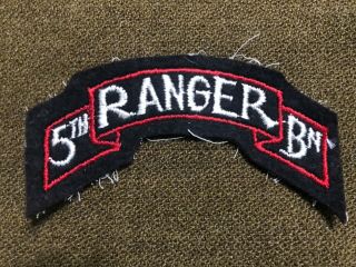 WWII US Army 5th RANGER BATTALION WOOL FELT ARC/TAB GAUZE BACKING ...