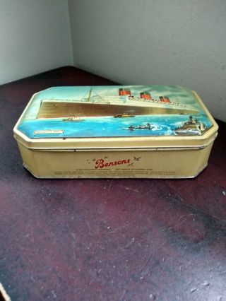 Vintage The Queen Mary Ship Bensons English Candy Tin | #53940221